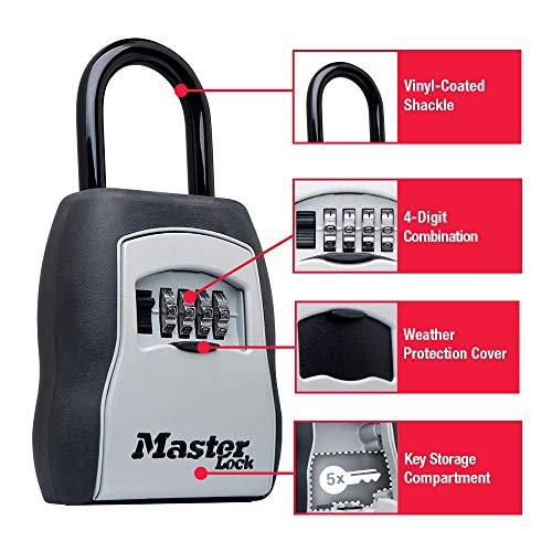 Master Lock キーロックボックス 家の鍵用屋外ロックボックス コンビネーションロック付きキーセーフ 鍵容量5個 5400EC ...