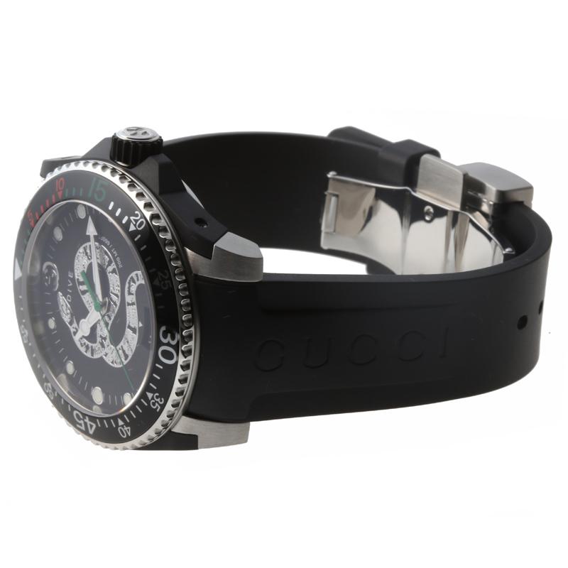 グッチ ダイヴ 40mm YA136323 (136.3) 腕時計 ステンレススチール GUCCI ブラック文字盤 (スネーク) メンズ 中古 ...