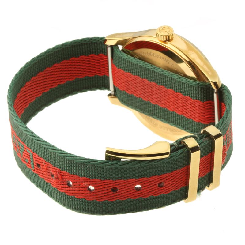 GUCCI [飯能本店]GUCCI グッチ Gタイムレス YA126487A (126.4) 腕時計 ステンレススチール グリーンxレッド文字 ...