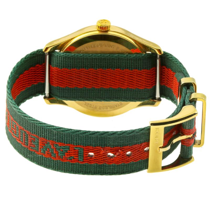 GUCCI [飯能本店]GUCCI グッチ Gタイムレス YA126487A (126.4) 腕時計 ステンレススチール グリーンxレッド文字 ...