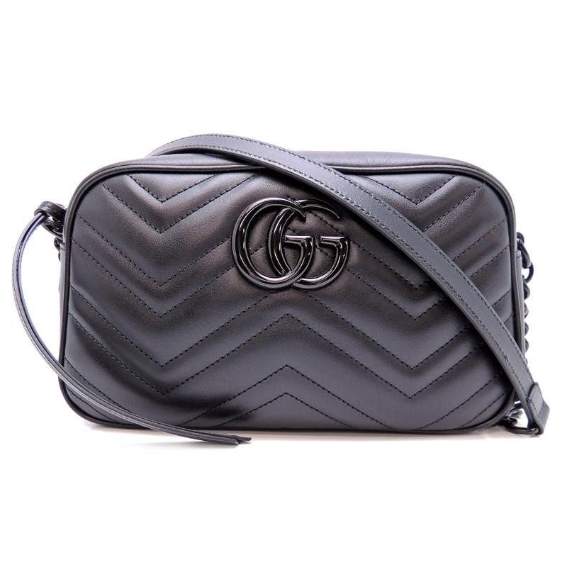 GUCCI [銀座店]GUCCI グッチ GGマーモントスモール 447632 ショルダーバッグ シェブロンキルティングレザー ブラック ...