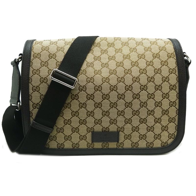 GUCCI [銀座店]GUCCI グッチ メッセンジャーバッグ 449171 ショルダーバッグ GGキャンバス ベージュ/ブラウン レディース ...