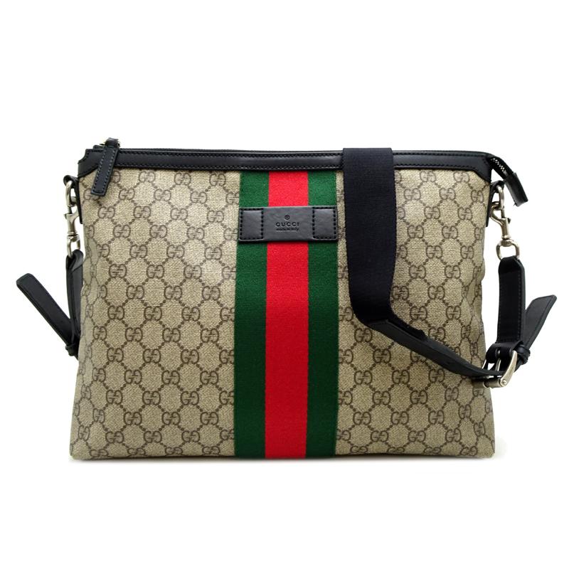GUCCI [飯能本店]GUCCI グッチ フラット メッセンジャーバッグ 523335 ショルダーバッグ GGスプリーム ベージュ ...
