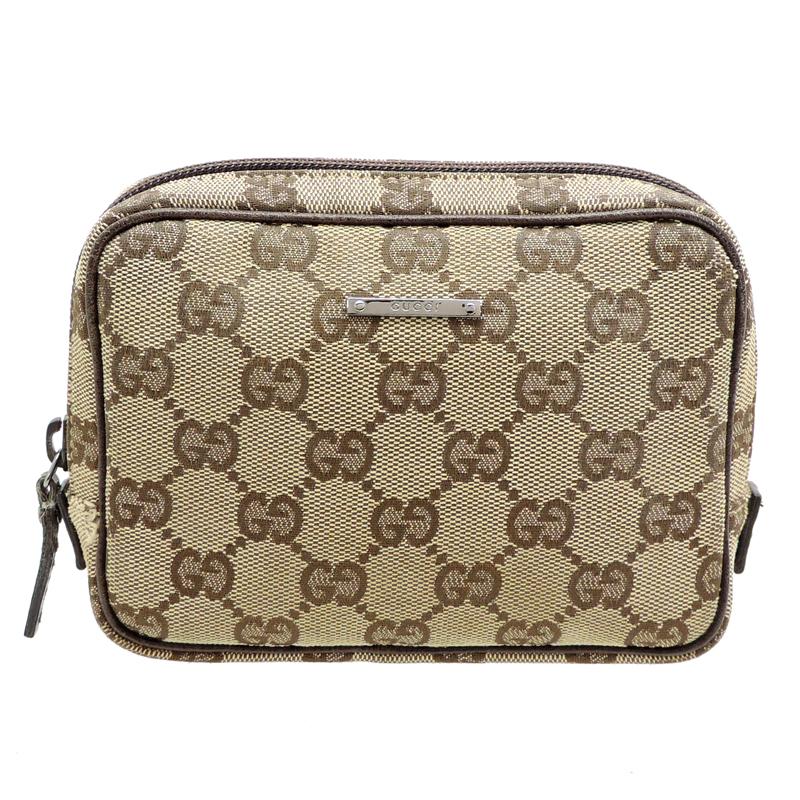 GUCCI（グッチ） [飯能本店]GUCCI コスメティック 106647 ポーチ GGキャンバス ベージュ系 レディース・メンズ ...