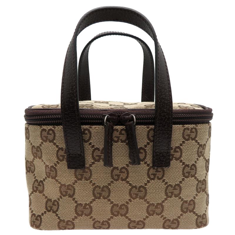 GUCCI [飯能本店]GUCCI グッチ ヴァニティ バッグ 124539 ハンドバッグ GGキャンバス ベージュ レディース ...