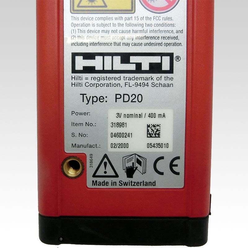 ヒルティ HILTI レーザー距離計 PD20 ソフトケース付 測定器 /KH04550 :KH04550:DS大黒屋 - 通販 ...