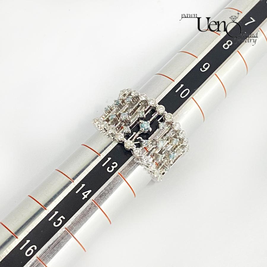 【質屋】送料無料！K18WG ダイヤモンド・ブルーダイヤモンド0.51ct(“0.20”刻印有り) ラティス(格子)モチーフ リング : 株式会社 上野商会 Yahoo!店 - 通販 ...