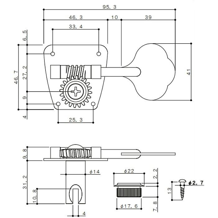 Gotoh FB30 Relic Aged Nickel L4 ゴトー ベースペグ レリック/エイジング加工 : ギターパーツの店・ダブルトラブル - 通販 - Yahoo!ショッピング