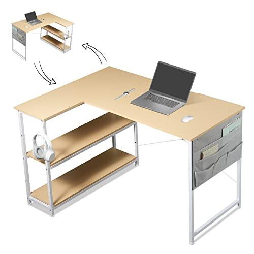YeTom l字デスク ゲーミングデスク デスク 幅120cm pcデスク コーナーデスク 棚板高さ調節可能 収納袋付き L字型 PC 勉強机 作業 : s-b0bw3l1f8l ...