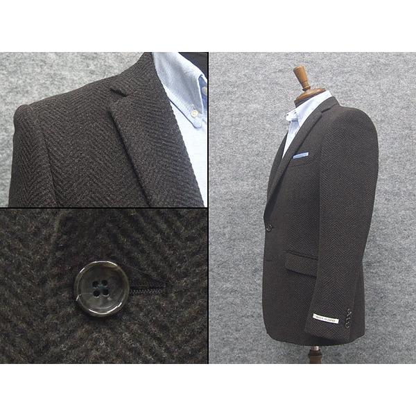 秋冬物ジャケット ビーバー生地使用 スタイリッシュ2釦 コゲ茶/杉綾