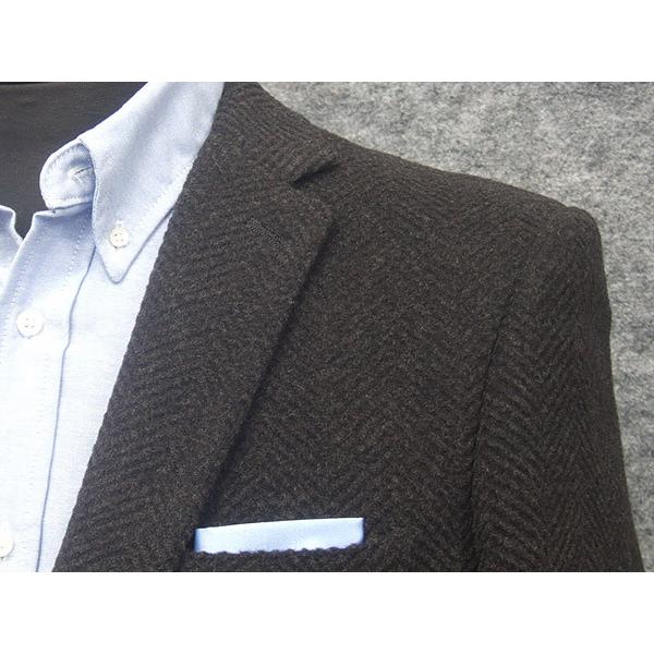 秋冬物ジャケット　ビーバー生地使用　スタイリッシュ２釦　コゲ茶/杉綾　スラントポケット　[A体][AB体]　メンズジャケット　BEV-J05 秋冬物ジャケット ビーバー生地使用 スタイリッシュ2釦 コゲ茶/杉綾