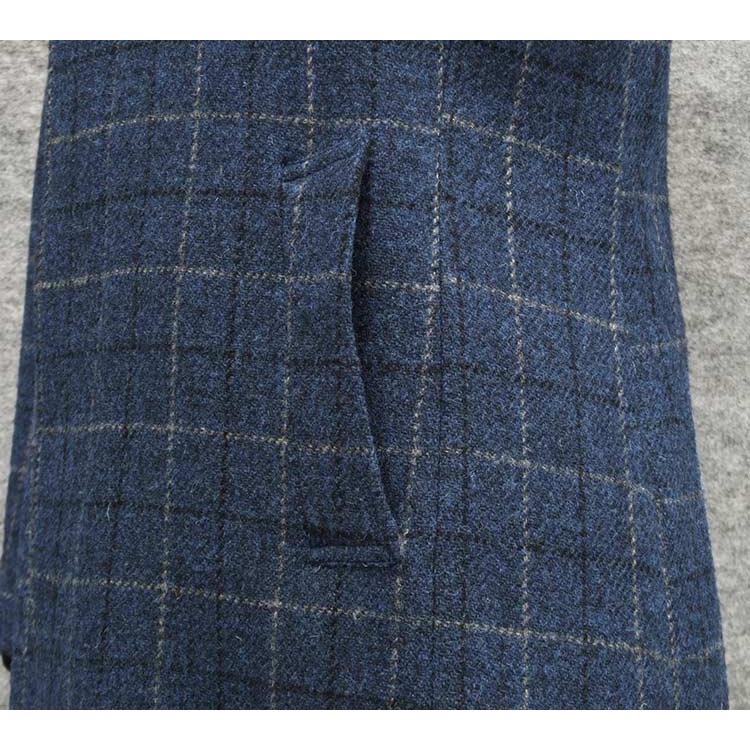 HARRIS TWEED（ハリスツイード） 英国生地 ステンカラーコート 藍系/二