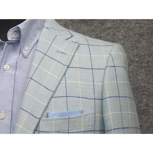 秋冬物ジャケット　ウール100％　セミスタイリッシュ２釦　ライトブルー/大格子　[AB体]　メンズジャケット　HV15127-14 秋冬物ジャケット ウール100％ セミスタイリッシュ2釦 ライトブルー