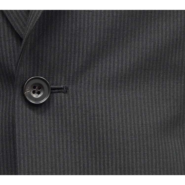 春夏物 2パンツ ベーシック2釦スーツ 黒/ストライプ メンズスーツ [A