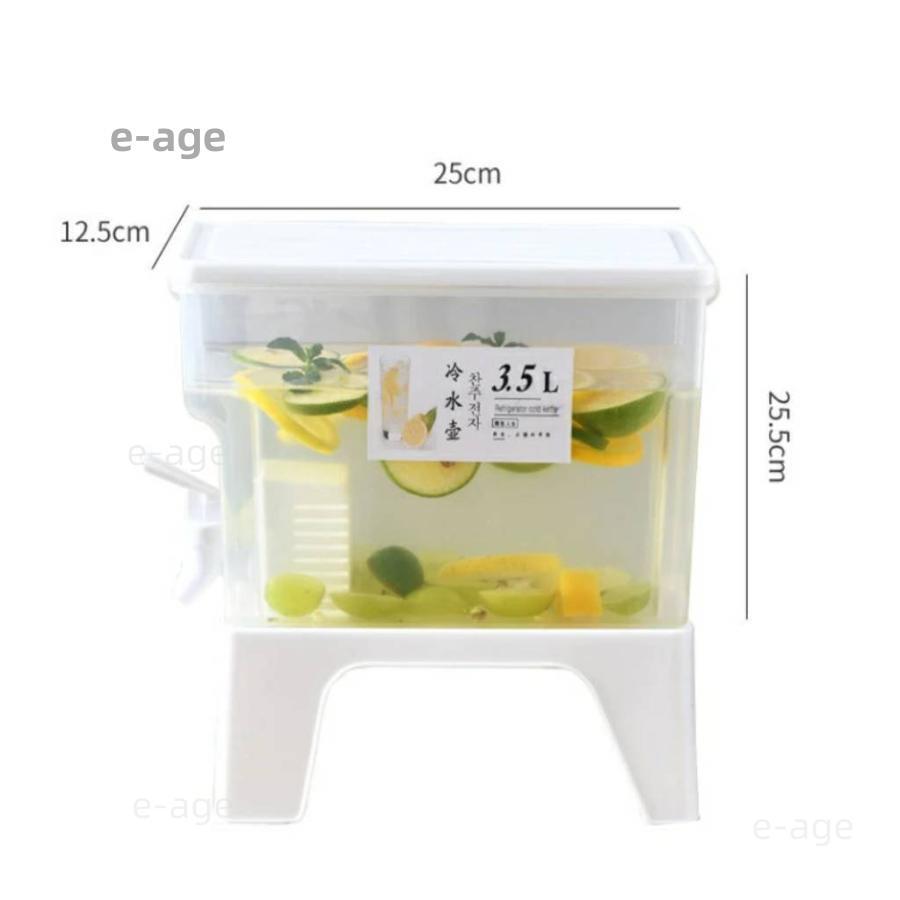 冷蔵庫 ポット ピッチャー 冷水筒 蛇口付き 横置き ペース付き 取り外し可能 3500mL タンク水出し 茶ポット 冷蔵庫用ディスペンサー 熱湯可 : e-ageストア - 通販 ...