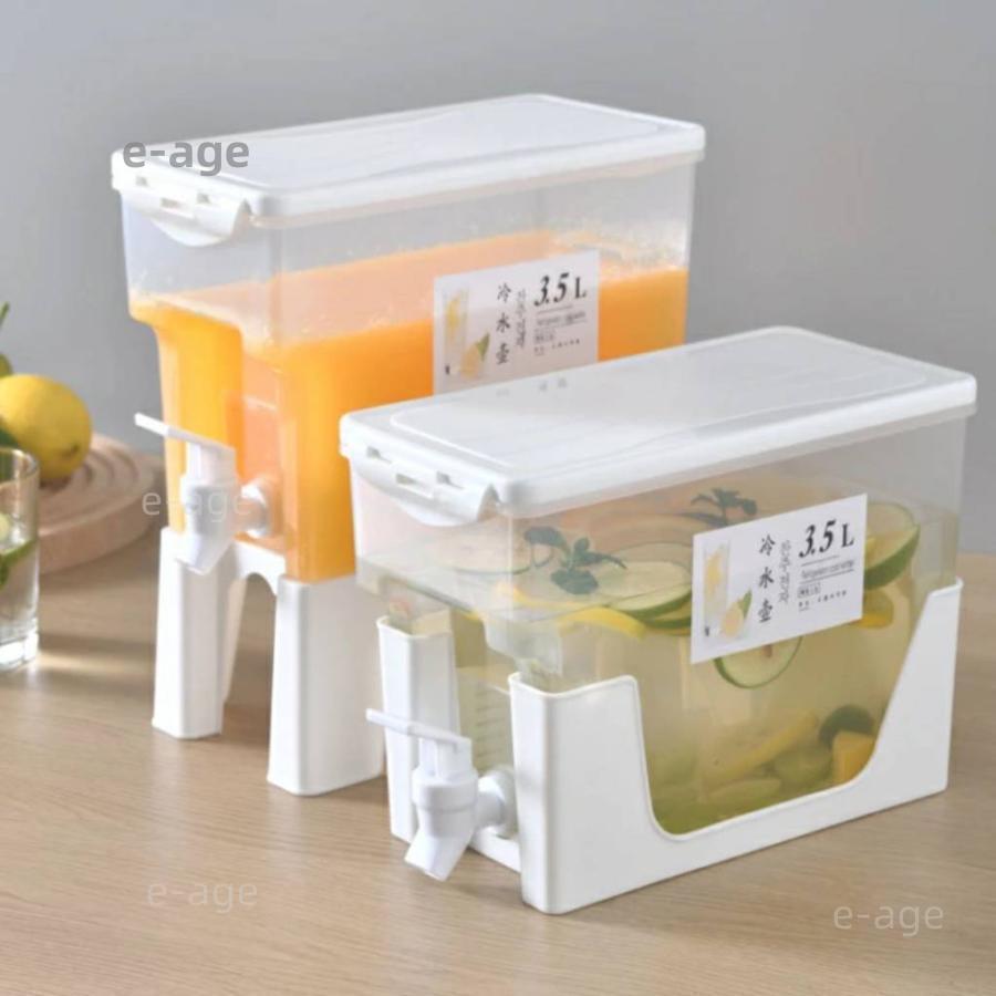 冷蔵庫 ポット ピッチャー 冷水筒 蛇口付き 横置き ペース付き 取り外し可能 3500mL タンク水出し 茶ポット 冷蔵庫用ディスペンサー 熱湯可 : e-ageストア - 通販 ...