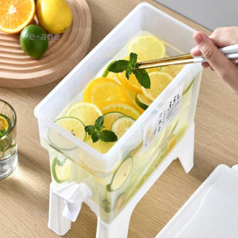 冷蔵庫 ポット ピッチャー 冷水筒 蛇口付き 横置き ペース付き 取り外し可能 冷水筒 3500mL タンク水出し 茶ポット 冷蔵庫用ディスペンサー 熱湯可 :kka-6t27-dn714:e ...
