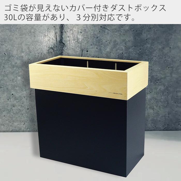 ヤマト工芸 ゴミ箱 ダストボックス おしゃれ ごみ箱 日本製 30リットル くずかご 木製 北欧 角型 袋が見えない 分別 HANGER ...