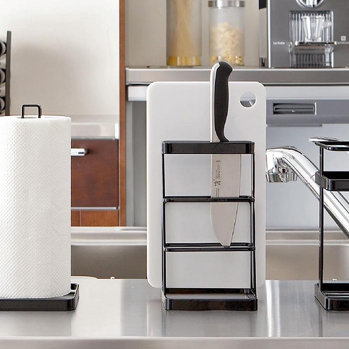 カッティングボード＆ナイフスタンド タワー tower 山崎実業 おしゃれ 包丁立て 包丁スタンド まな板スタンド まな板ホルダー 6775 6776 :3605-6340:ヤマソロ ...