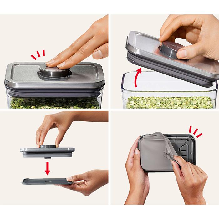 OXO（キッチン用品） OXO オクソー ステンレス ポップコンテナ ビッグスクエア ショート 2.6L 3118300 保存容器 密閉 調味料 食品 保存 キャニスター ストッカー : ヤマ ...