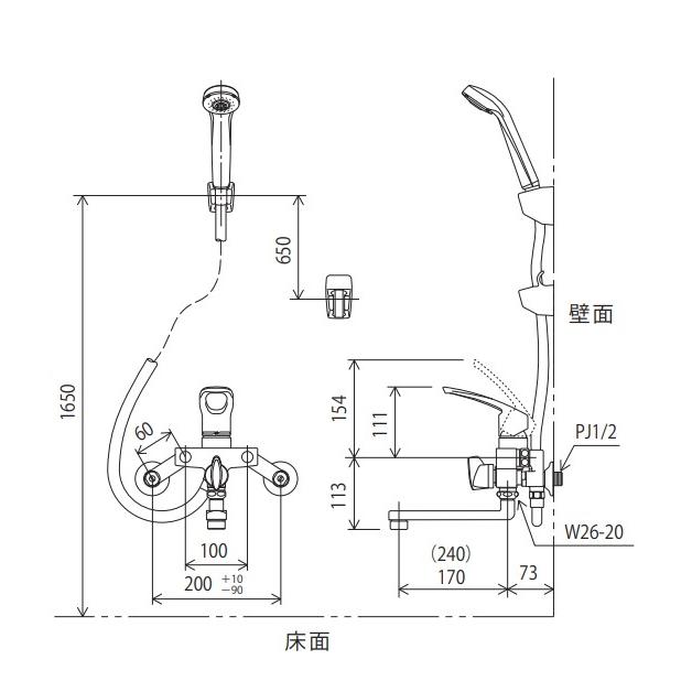 KVK 水栓金具 KF5000T 壁付シングルレバー 水道 蛇口 交換 : MONOYA - 通販 - Yahoo!ショッピング