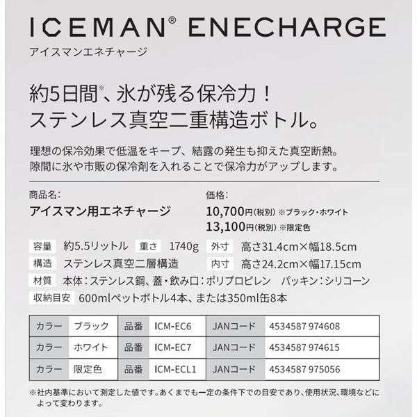 アイスマン クーラーボトル エネチャージ 限定色 5.5L ステンレス ICM-ECL1 山真 空調服 水冷服 アイスマンベスト用 : コネクト Yahoo!店 - 通販 - Yahoo!ショッピング
