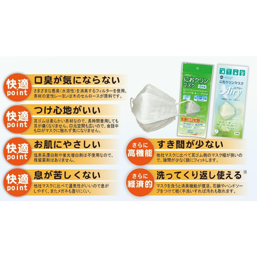 におクリンマスク 【ふつうサイズ】 個包装3枚入 不織布 4層フィルター 洗って繰り返し使える 個包装 においカット : 地球ながもち屋 ...