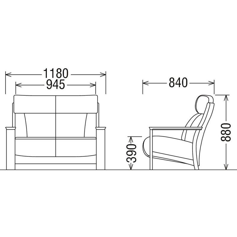カリモク WT41モデル WT4112 2Pソファ 二人掛け椅子ロング 本革張りソファ 木製肘掛ソファ ラブソファ セミハイバック 日本製家具 ...