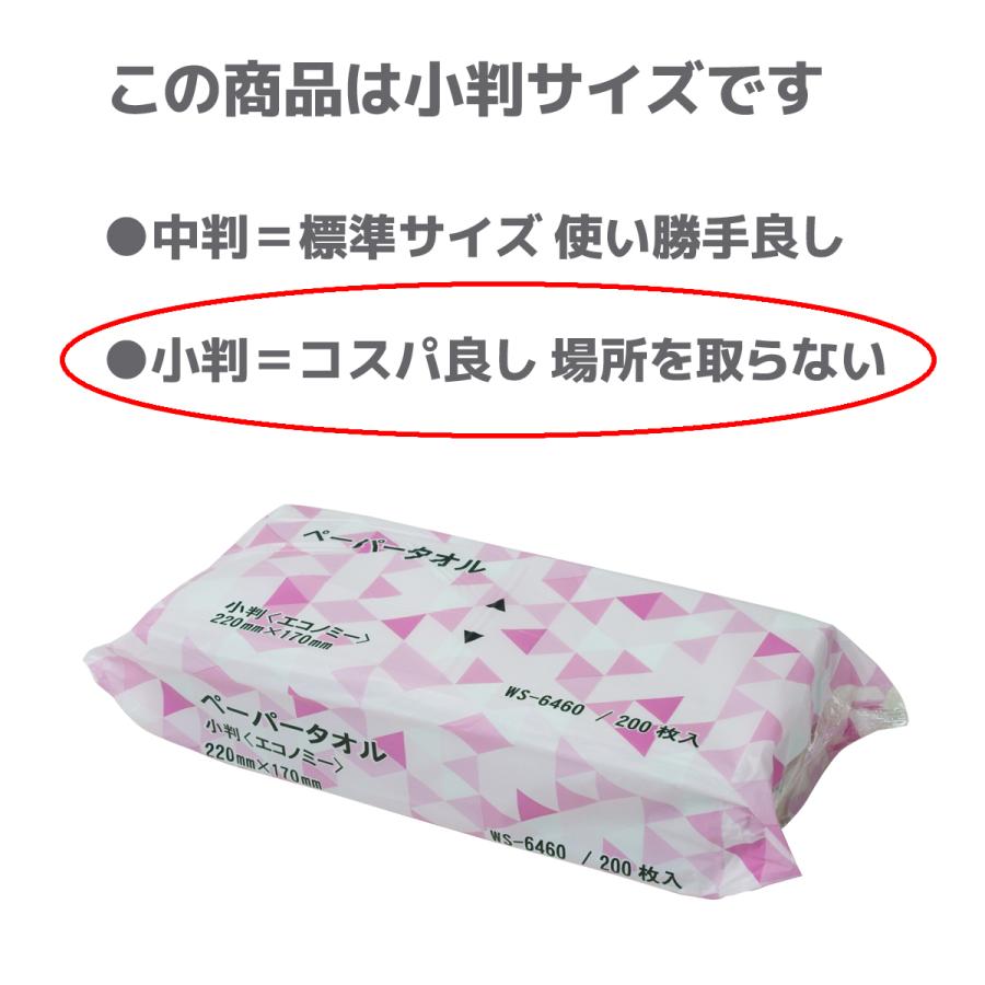 【法人限定】業務用 ペーパータオル 小判 エコノミーサイズ 200枚入×40パック 8000枚 紙タオル 手拭き 大容量 まとめ買い 介護施設_90WS64.1160-40 ...