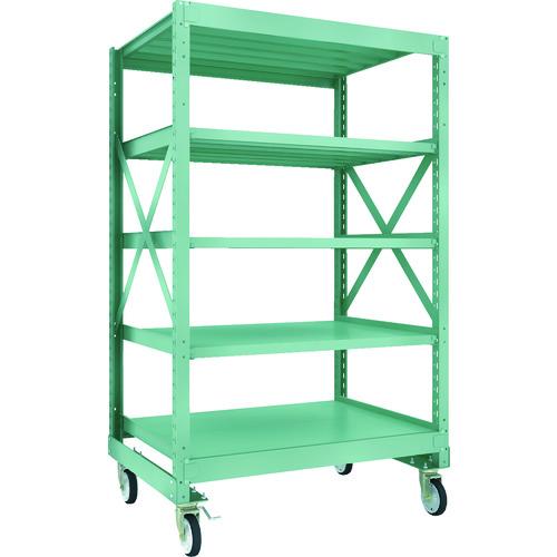 TRUSCO中山 (大型) TRUSCO 114-4156 R3-6495-G150 R3型ボルト式中量棚W1200XD900XH2000 5段 Φ150 ゴムキャスター付 1144156 ...