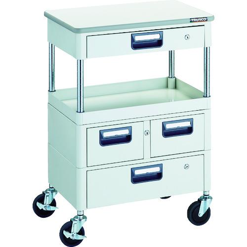 TRUSCO中山 (大型) TRUSCO 114-6182 PEW-961VWZT-W ツールワゴン フェニックスワゴン 省音 600X400 H880 引出付 天板付 ホワイト ...