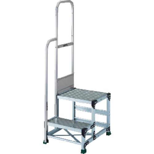 (大型)TRUSCO 552-0131 TSFC-255-TK250 アルミ製作業用踏台 縞板タイプ 2段 高サ0.5m 天板寸法500×400 段高250mm 階段片手スリ付き ...