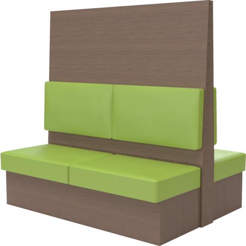 TRUSCO中山 (大型) TRUSCO 557-3387 MBW56DBLGR ミーティングベンチダブル H1500XW1800XD960木目タークブラウン 生地レザーグリーン ...