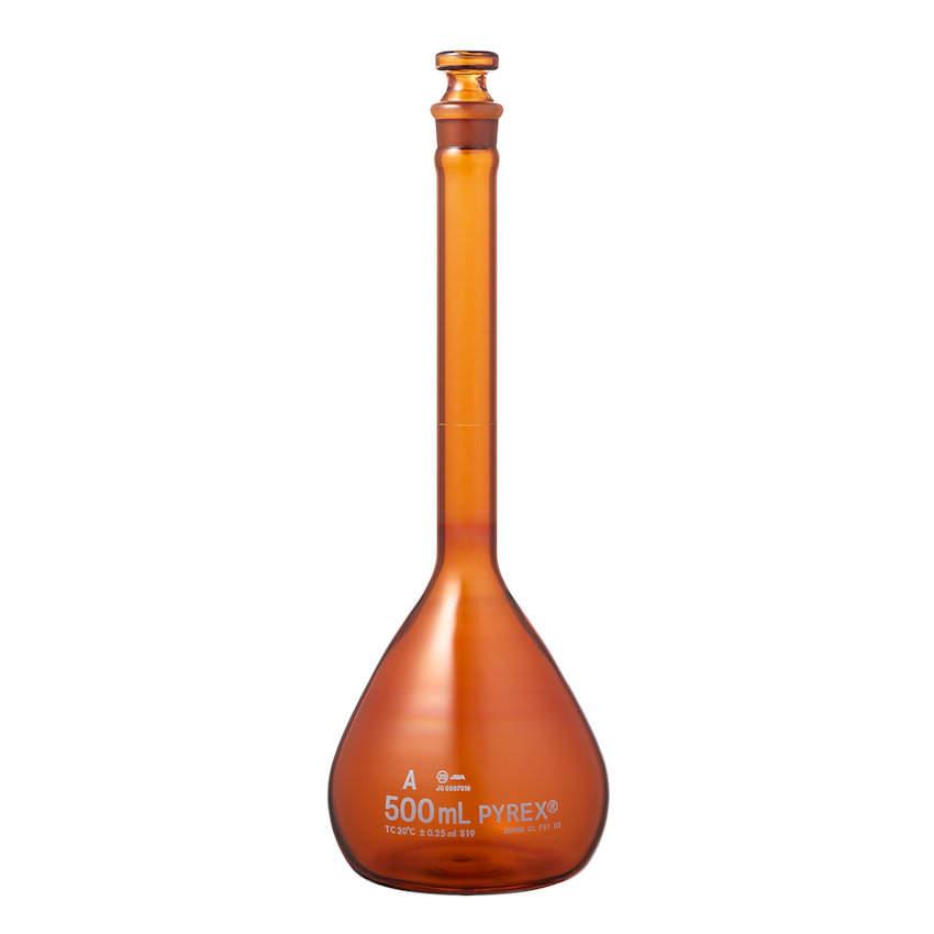 PYREX 55640JIS-500 500ml メスフラスコ 茶 : ハカル.com・Yahoo!店 - 通販 - Yahoo!ショッピング