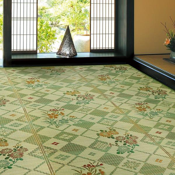 和風花柄い草上敷き 江戸間6帖用261×352cm : はぴねすくらぶYahoo!ショップ - 通販 - Yahoo!ショッピング