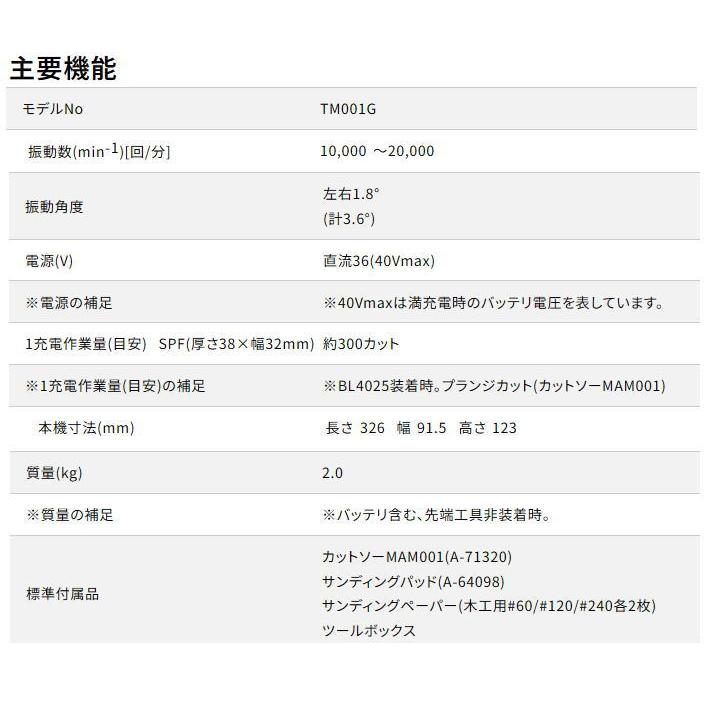 マキタ（makita） 充電式マルチツール TM001GZ 40V 本体のみ 新品 : 有限会社金子金物店 - 通販 - Yahoo!ショッピング