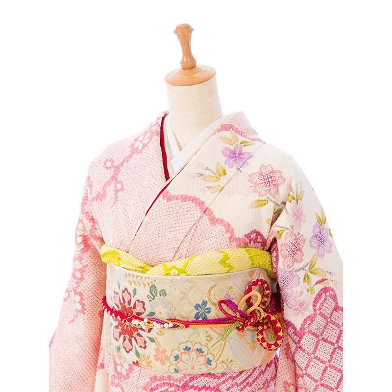 総絞り|正絹|158〜167cm|着物レンタル|振袖フルセット(ピンク系 総絞り|正絹|158〜167cm|着物レンタル|振袖フルセット(ピンク系