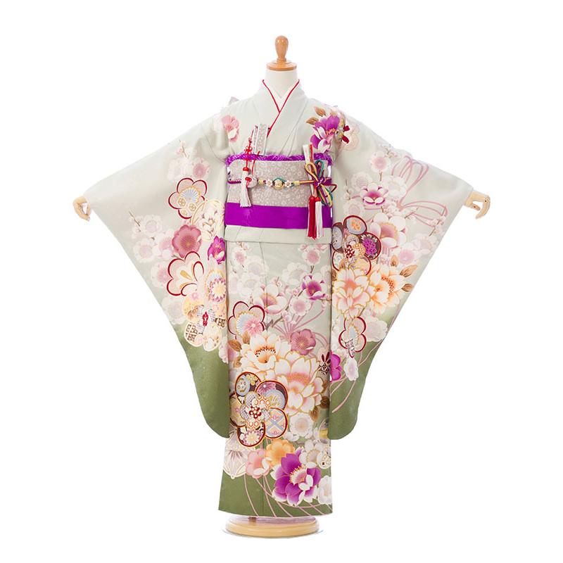 上質|絵羽|日本製|115〜125cm|七五三着物レンタルフルセット(グリーン系)|女の子(七歳) HAP7276 : e-きものレンタル Yahoo!店 - 通販 - Yahoo!ショッピング