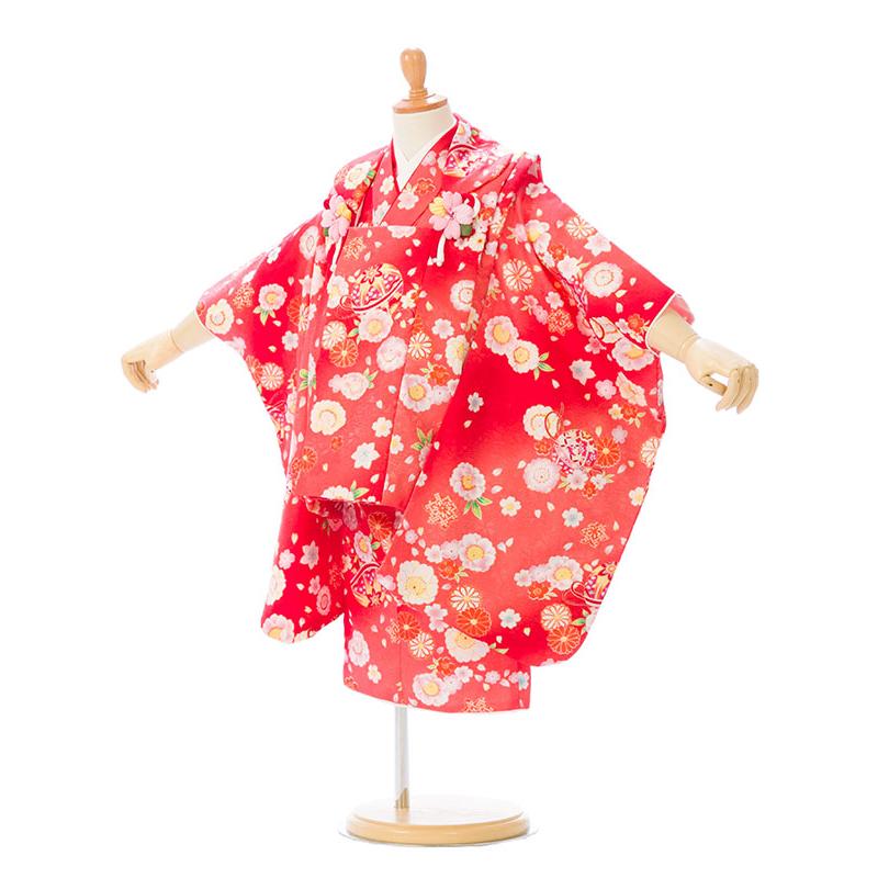 お値打ち|被布着物|桜|七五三着物3歳女の子(被布)フルセット(赤系)|女の子(三歳) H-233 : e-きものレンタル Yahoo!店 - 通販 - Yahoo!ショッピング