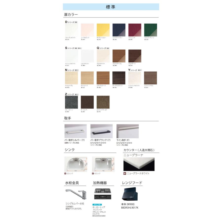 トクラス システムキッチン Bb 間口2550 大引出しタイプ I型 扉グレードD／S／Q／N／Y／Z 食洗機付き メーカー直送 :bbi2550odsqnyzs:e-キッチンまてりある ...