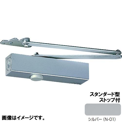 ドアクローザー NEW STAR スタンダード型ストップ付 7002タイプ 日本ドアチェック [S-7002(N-01)] シルバー 3バルブ ...