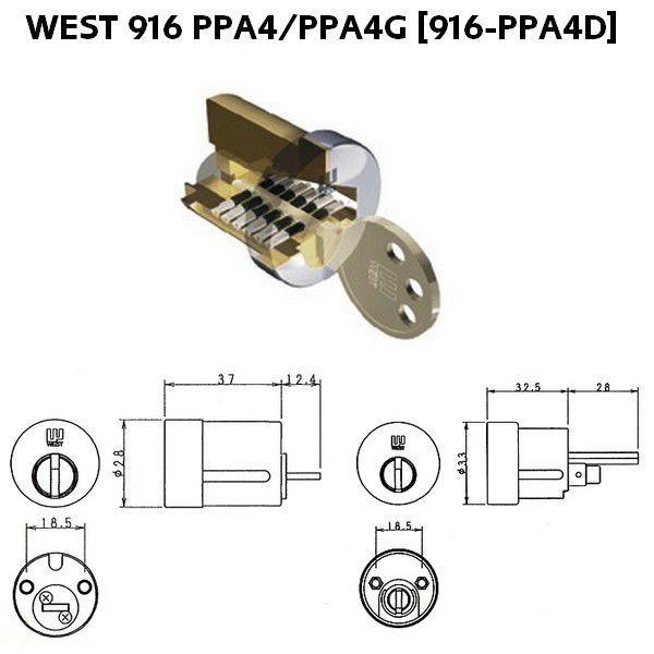 WEST ウエスト 916-PPA4 + 916-PPA4G シリンダー 2個同一仕様 W15 W17 : ウォルフマート - 通販 - Yahoo!ショッピング