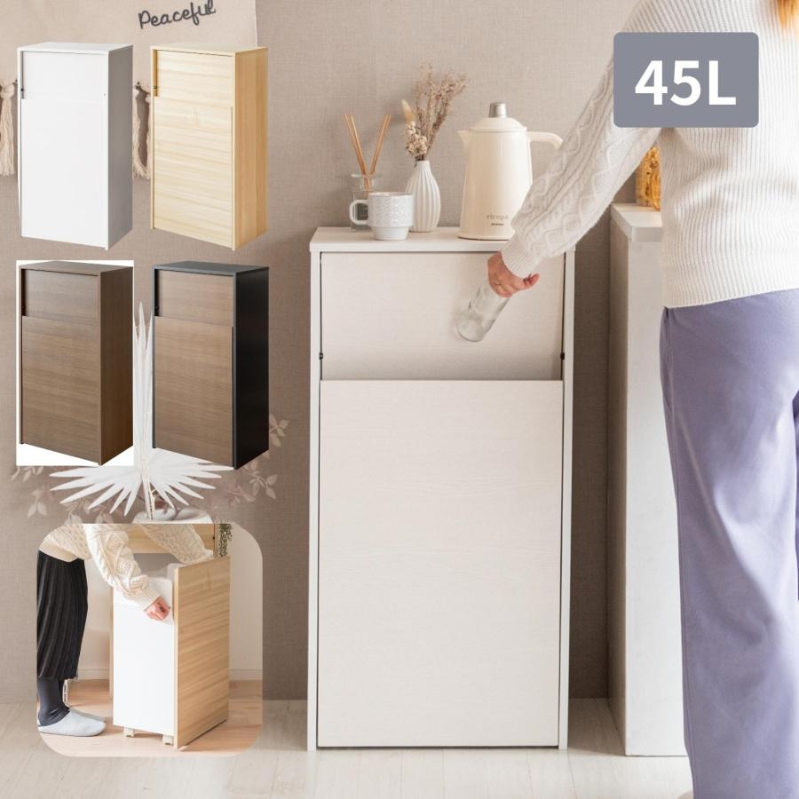 隠せる ゴミ箱 45リットル 扉式 幅45 奥行き29.5 高さ90cm キャスター付き おしゃれ 45L キッチン リビング 引き出し ごみ箱 キャスター 引出 ドロワー : op ...