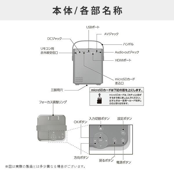 RAMASU LED小型ホームプロジェクター スピーカー内蔵 リモコン付 RA-PB400 グレー ホームシアター プロジェクタ ホームプロジェクタ 軽量 コンパクト : くらしのeショップ ...