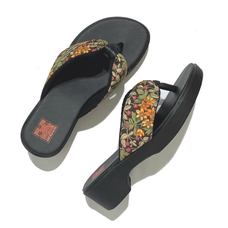 下駄風 花柄サンダル リバティコラボ柄 No.8081 日本製 ブラウン・グリーン・ベージュ : ミネルヴァ Yahoo!店 - 通販 - Yahoo!ショッピング