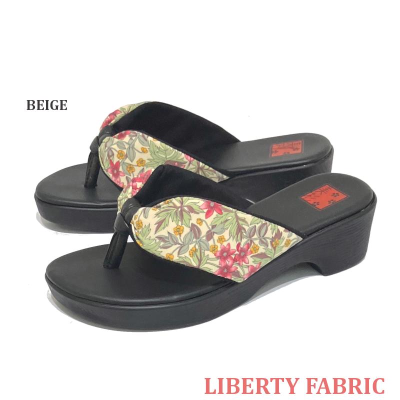 下駄風 花柄サンダル リバティコラボ柄 No.8081 日本製 ブラウン・グリーン・ベージュ : ミネルヴァ Yahoo!店 - 通販 - Yahoo!ショッピング