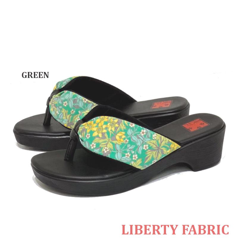 下駄風 花柄サンダル リバティコラボ柄 No.8081 日本製 ブラウン・グリーン・ベージュ : ミネルヴァ Yahoo!店 - 通販 - Yahoo!ショッピング