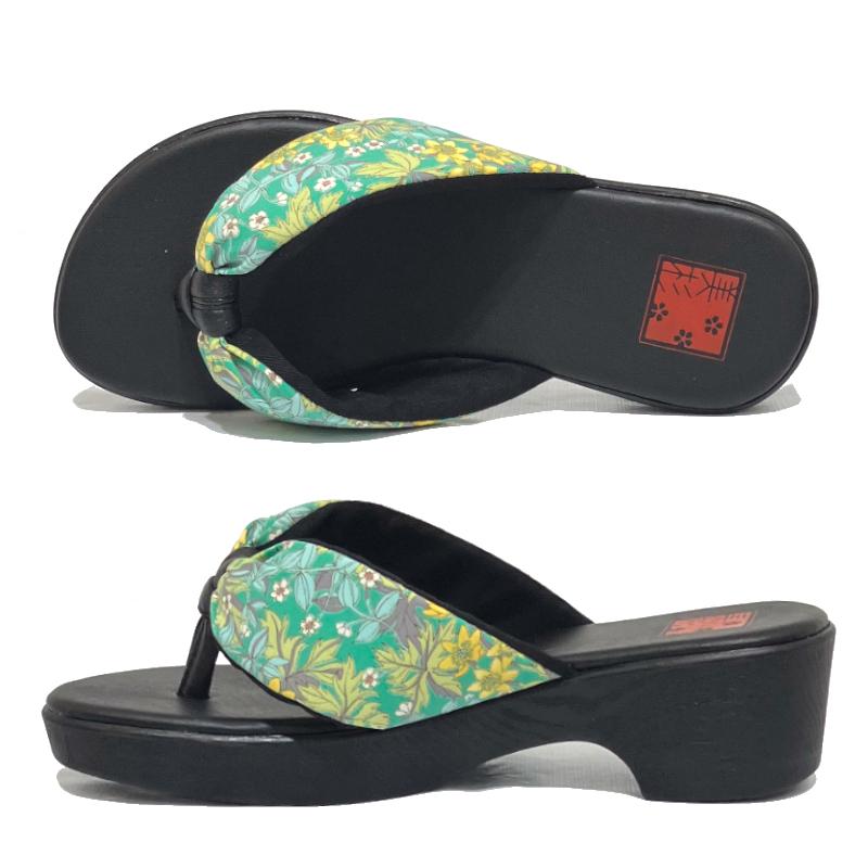 下駄風 花柄サンダル リバティコラボ柄 No.8081 日本製 ブラウン・グリーン・ベージュ : ミネルヴァ Yahoo!店 - 通販 - Yahoo!ショッピング