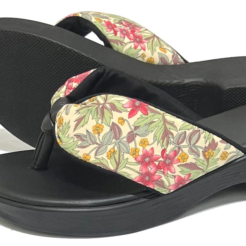 下駄風 花柄サンダル リバティコラボ柄 No.8081 日本製 ブラウン・グリーン・ベージュ : ミネルヴァ Yahoo!店 - 通販 - Yahoo!ショッピング