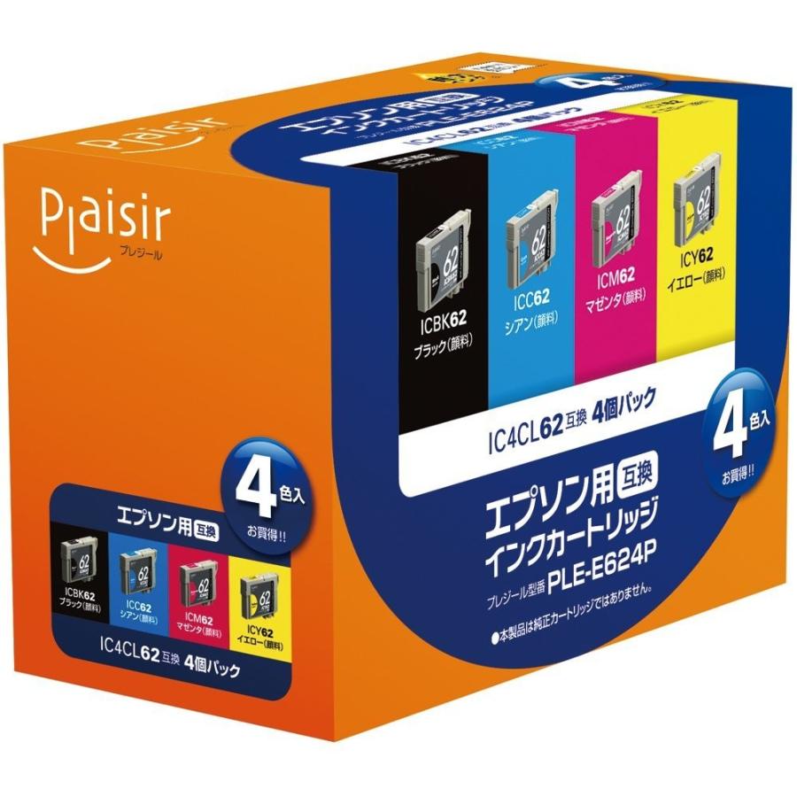 プレジール（Plaisir） エプソン (EPSON) IC4CL62 対応 4色セット 互換インク PLE-E624P : イープレジール - 通販 - Yahoo!ショッピング